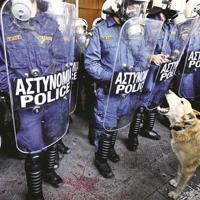 Protest dog in Greece a global phenomenon