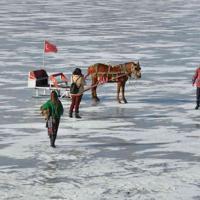 Visitors throng frozen lake famous for sleigh rides - Türkiye News
