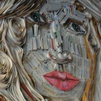 Portrait made of books highlights zero-waste art