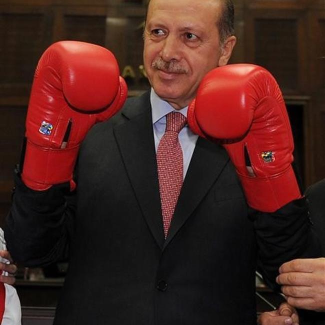 Turkish prime minister puts on boxing gloves
