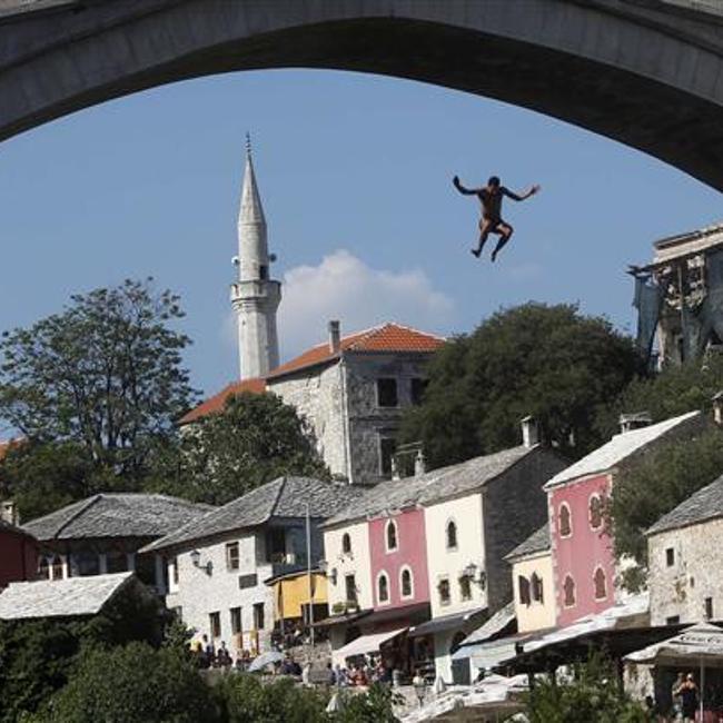 Mostar bridge traditional diving competition