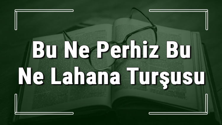 Bu Ne Perhiz Bu Ne Lahana Turşusu deyiminin anlamı ve örnek cümle ...