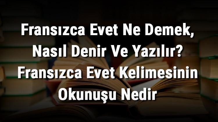 Fransızca Evet Ne Demek, Nasıl Denir Ve Yazılır? Fransızca Evet ...