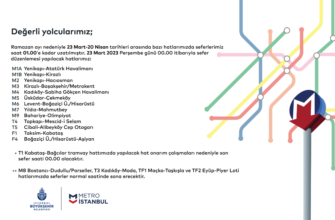 İstanbul metro çalışma saatleri nedir? Sefer saatlerine Ramazan ayı ...