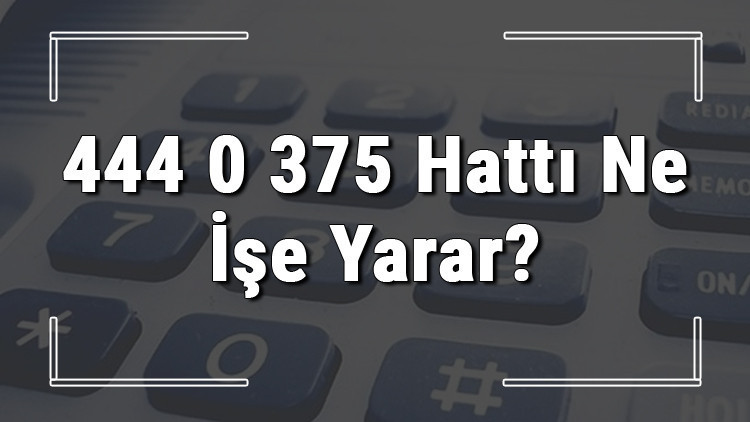 444 0 375 neyin numarası, hangi durumlarda aranır ve ne işe yarar? 444 ...