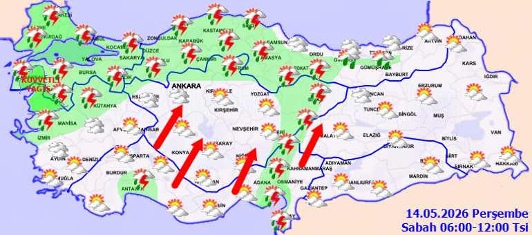 HAVA DURUMU TAHMİNLERİ İL İL |Yarın (14 Mayıs) hava nasıl olacak ...